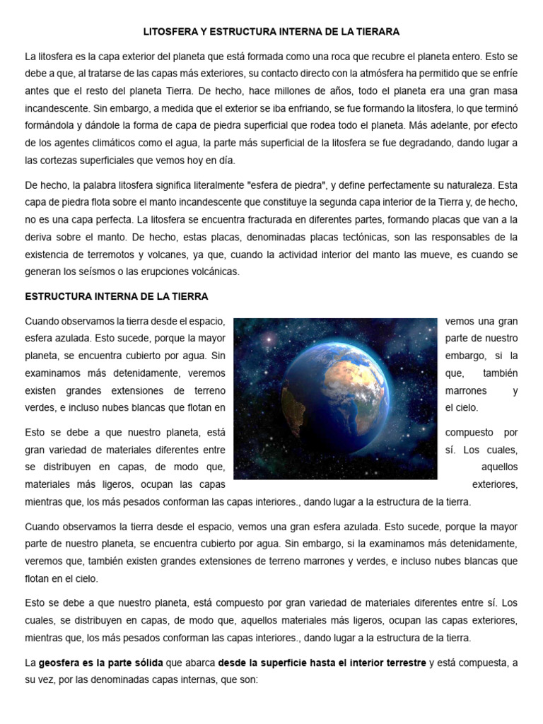 Respuesta Activi Litosfera y Estructura Interna de La Tierara Yonelli ...