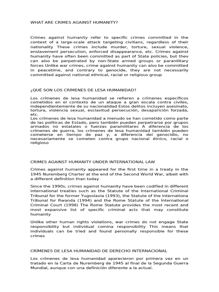 Crímenes de lesa humanidad explicados | PDF | Justicia | Crimen y violencia