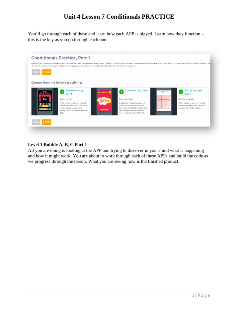 Unit 4 Lesson 7 Conditionals PRACTICE New 2023 | PDF | Computer ... Unit 4 Lesson 7 Conditionals PRACTICE New 2023 | PDF | Computer ...