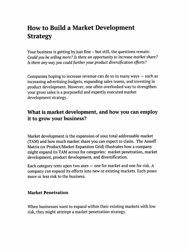 1 - How To Build A Market Development Strategy | PDF