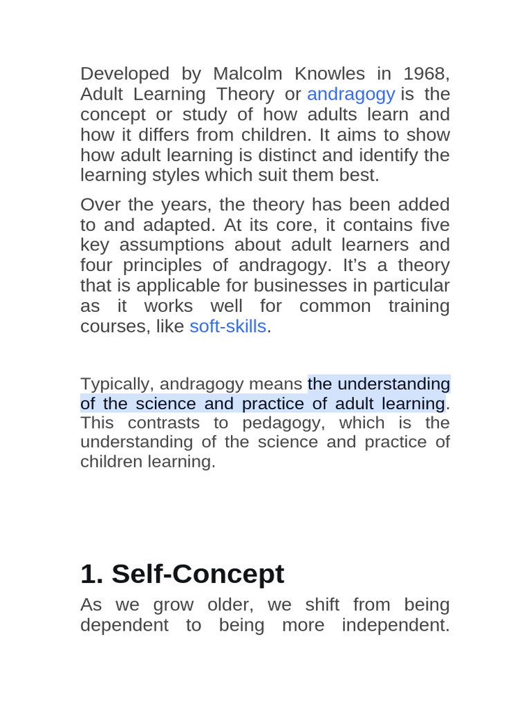 Developed by Malcolm Knowles in 1968 | PDF