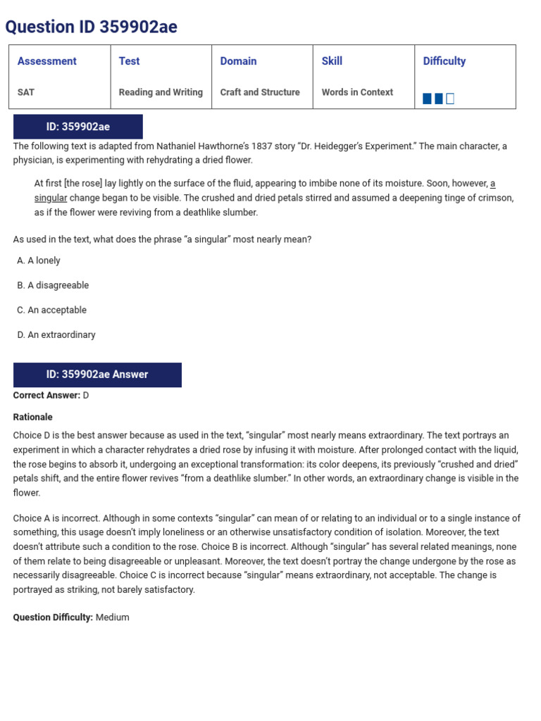 SAT Suite Question Bank - Answers | PDF | Microorganism SAT Suite Question Bank - Answers | PDF | Microorganism