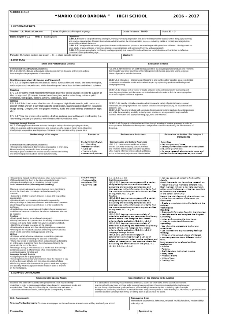 Pud Segundo - Tercero Bgu 5 | PDF | Communication | English As A Second Or Foreign Language