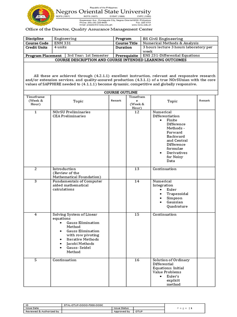 Enm 331 Numerical Methods Analysis | PDF | Numerical Analysis | Computational Science
