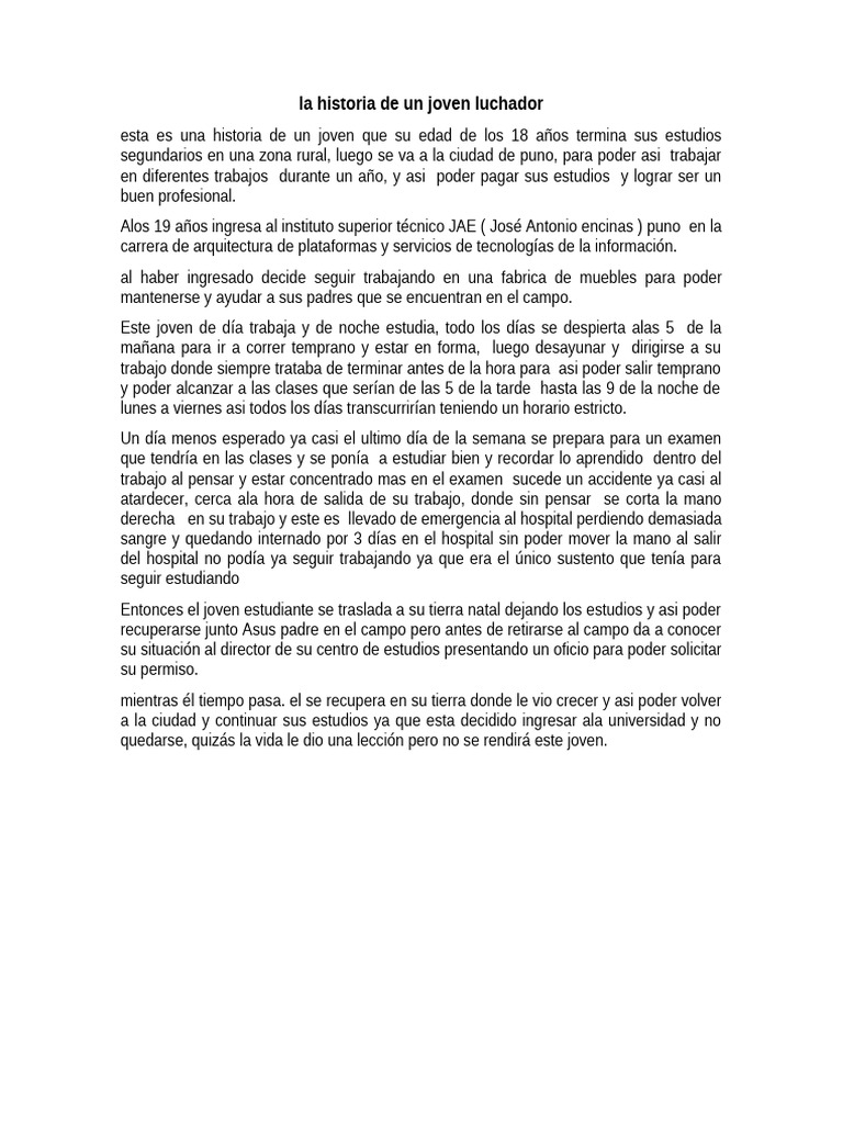 la historia de un joven luchador | PDF