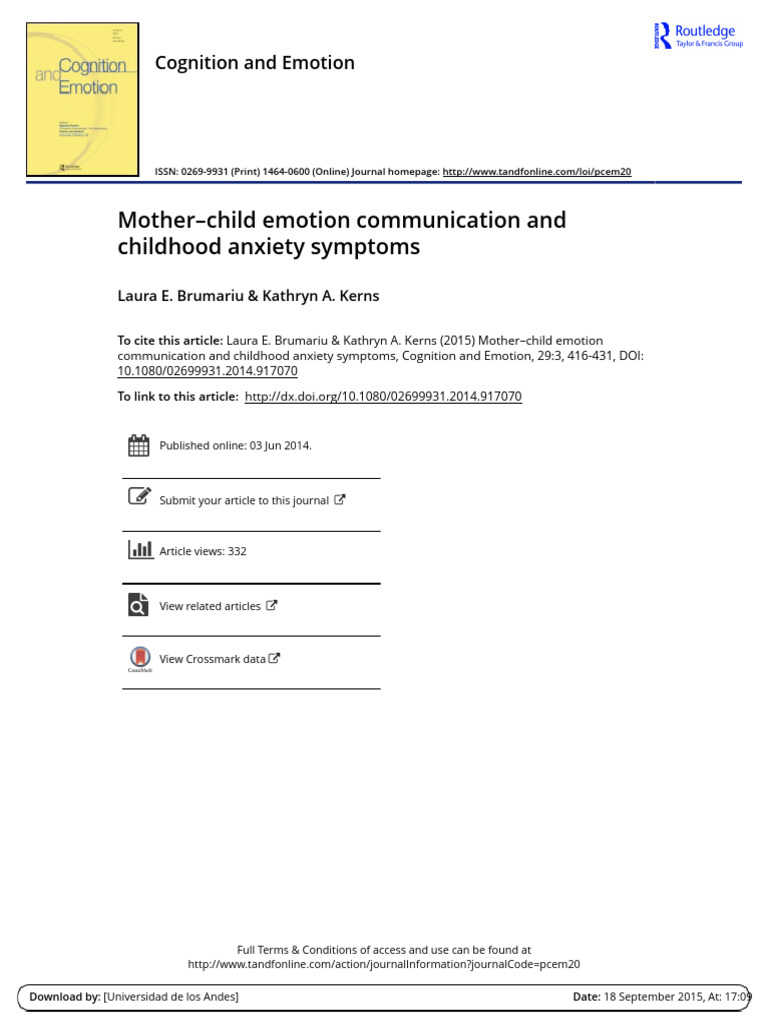 Emotion Communication and Child Anxiety | PDF | Anxiety | Emotions