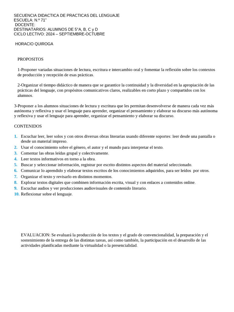 Horacio Quiroga | PDF | Crecimiento personal y profesional | Artes del ...