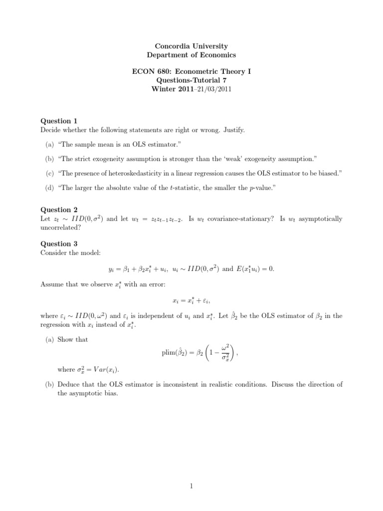 Econ 680 Tutorial 7 | PDF