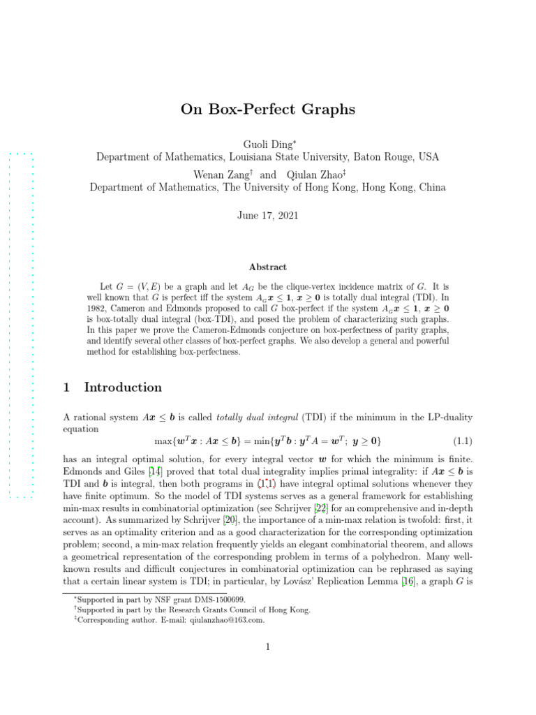 On Box-Perfect Graphs | PDF | Vertex (Graph Theory) | Graph Theory