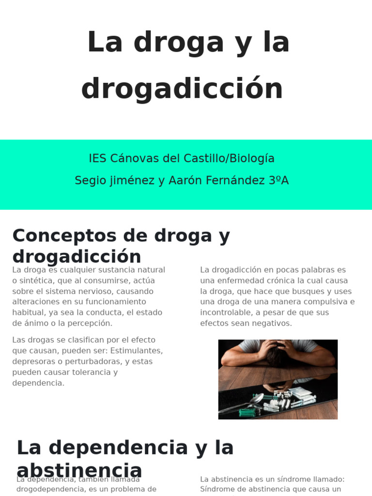 La Droga y La Drogadicción | PDF | Drogas | La dependencia de sustancias