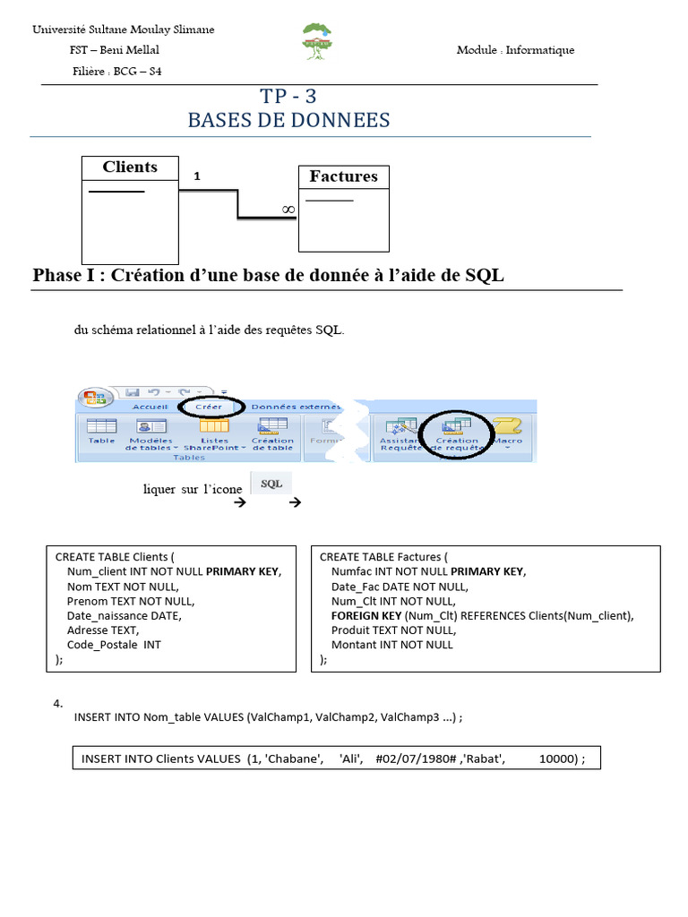 TP sur les Bases de Données SQL | PDF | Bases de données | Gestion ...