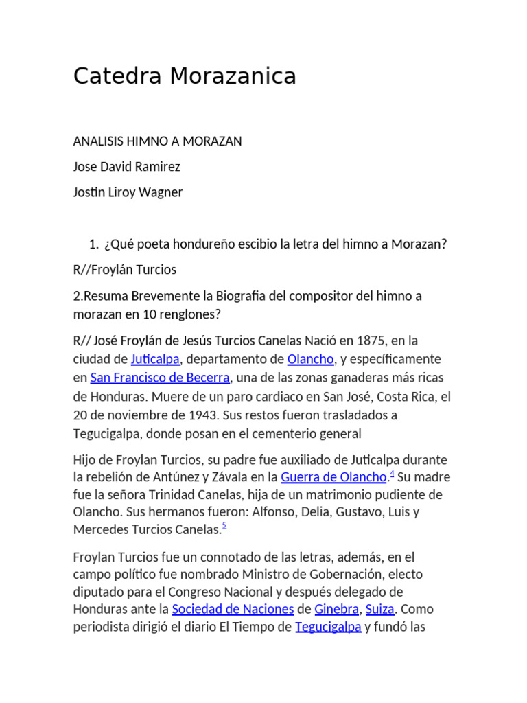 EXAMEN de Catedra Morazanica | PDF