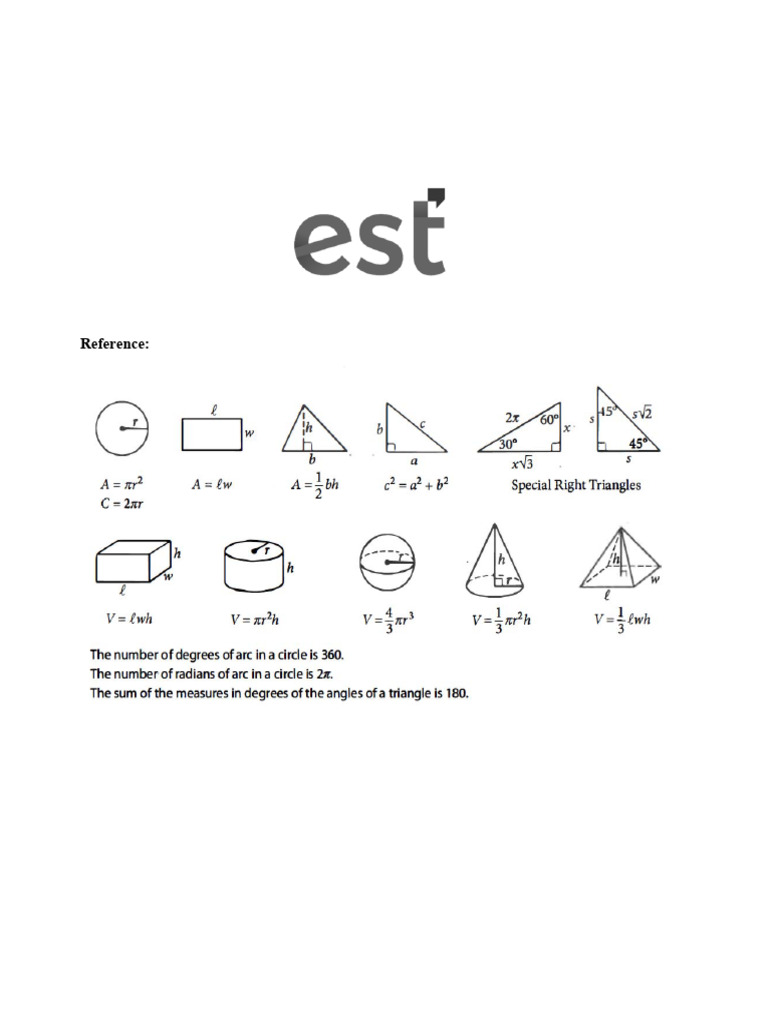 EST 1 MAth Test 9 | PDF | Triangle | Elementary Mathematics