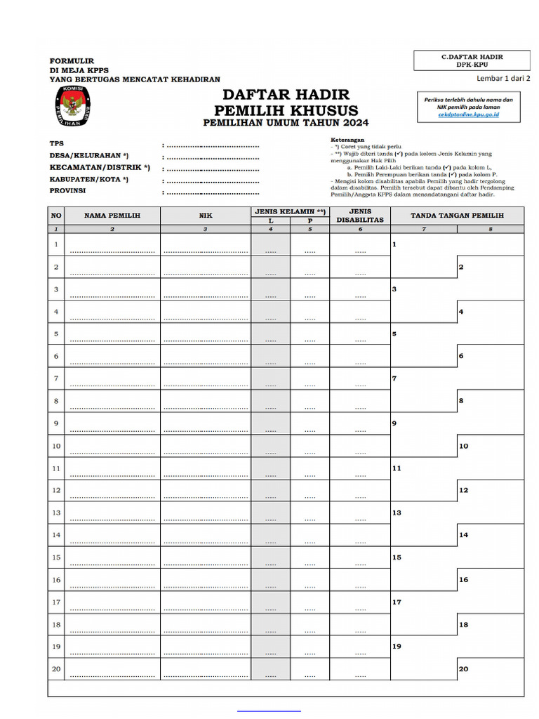 C-Daftar Hadir DPK 1 | PDF
