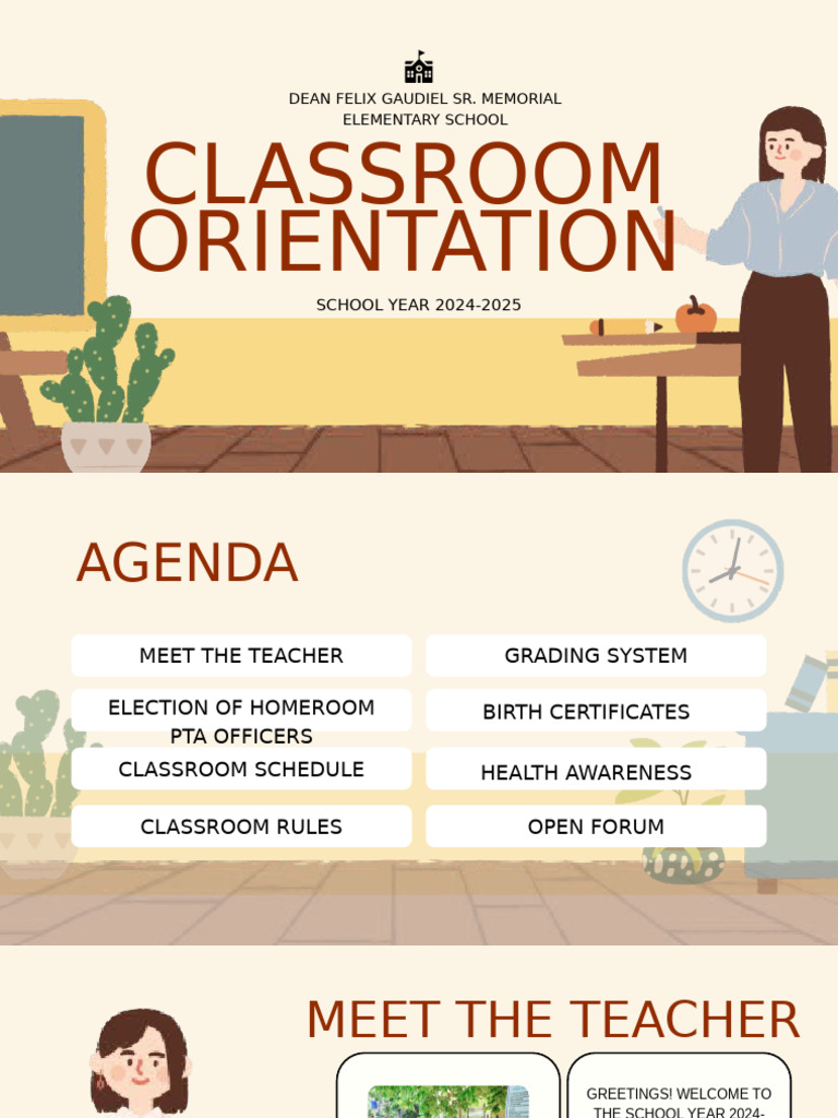 Classroom Parent Teacher Orientation Education Presentation in Simple ...