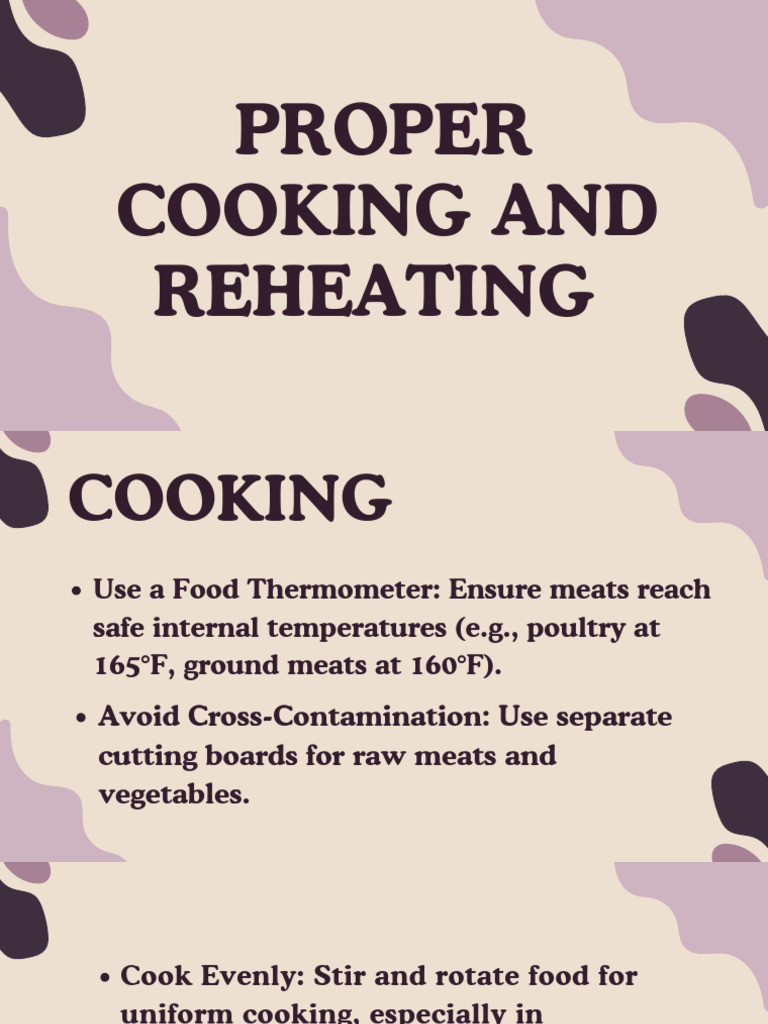 Proper-Cooking-And-Reheating 20240923 143302 0000 | PDF | Cooking | Foods