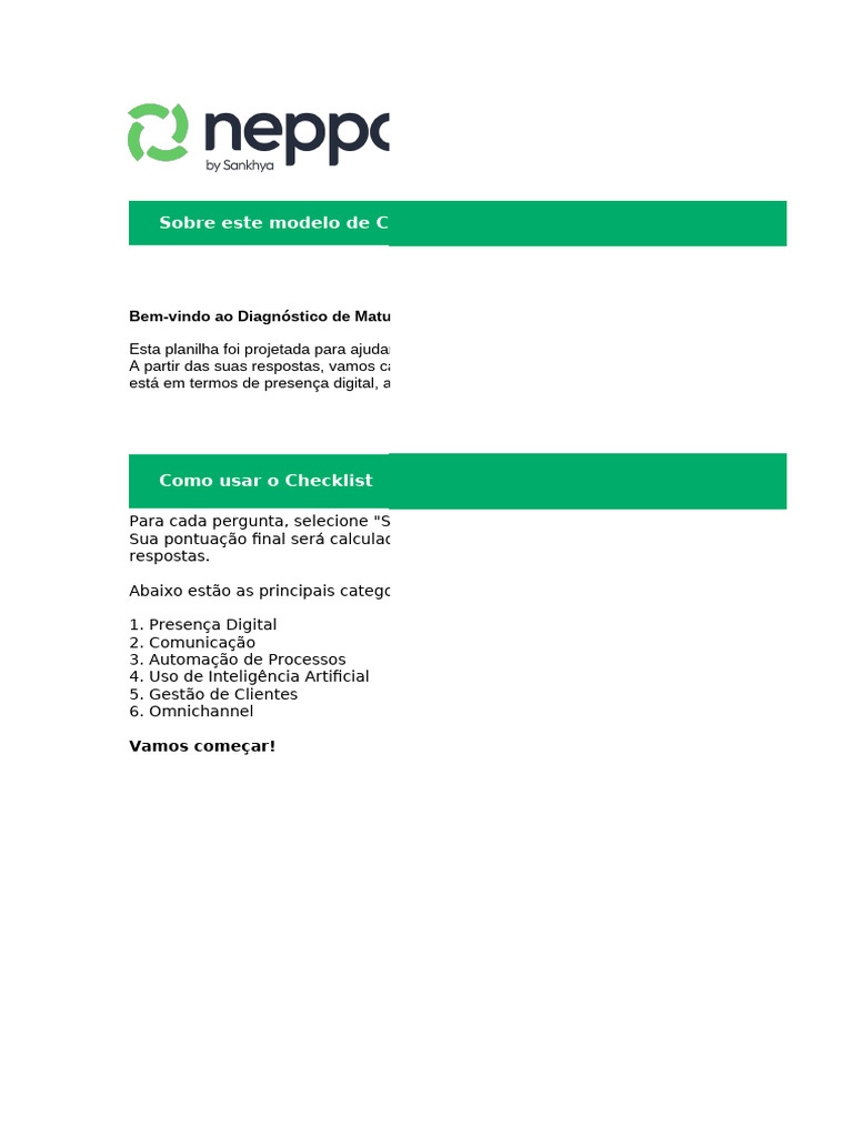 Checklist de Maturidade Digital 4 | PDF | Marketing | Gestão de relacionamento com o cliente