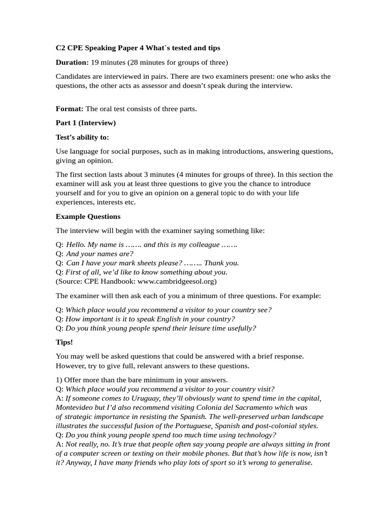 C2+CPE+Speaking+Paper+4+What`s+Tested+and+Tips | PDF