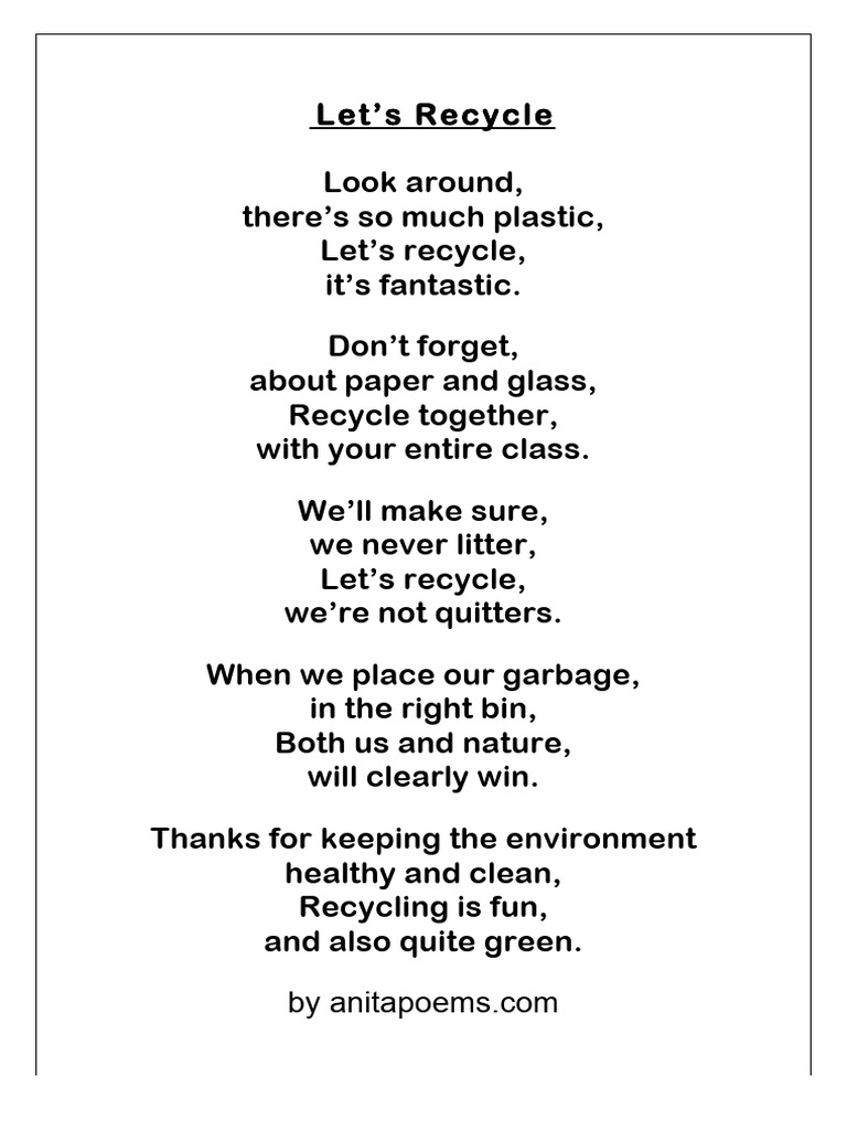 R Worth Lets Recycle Poem | PDF