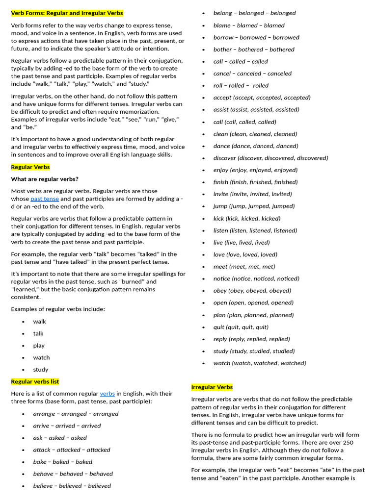 Verb Forms | PDF | Grammatical Tense | Verb