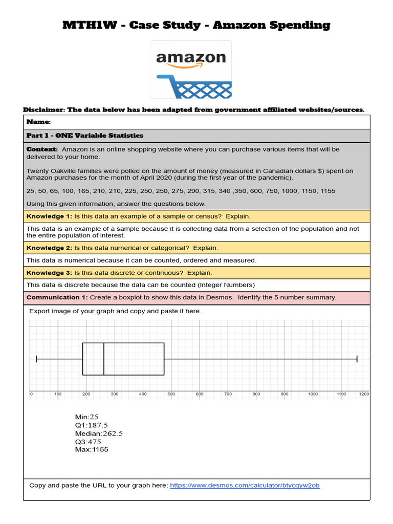 MTH1W U4 Data - Case Study Version 2 Amazon | PDF | Scatter Plot ...