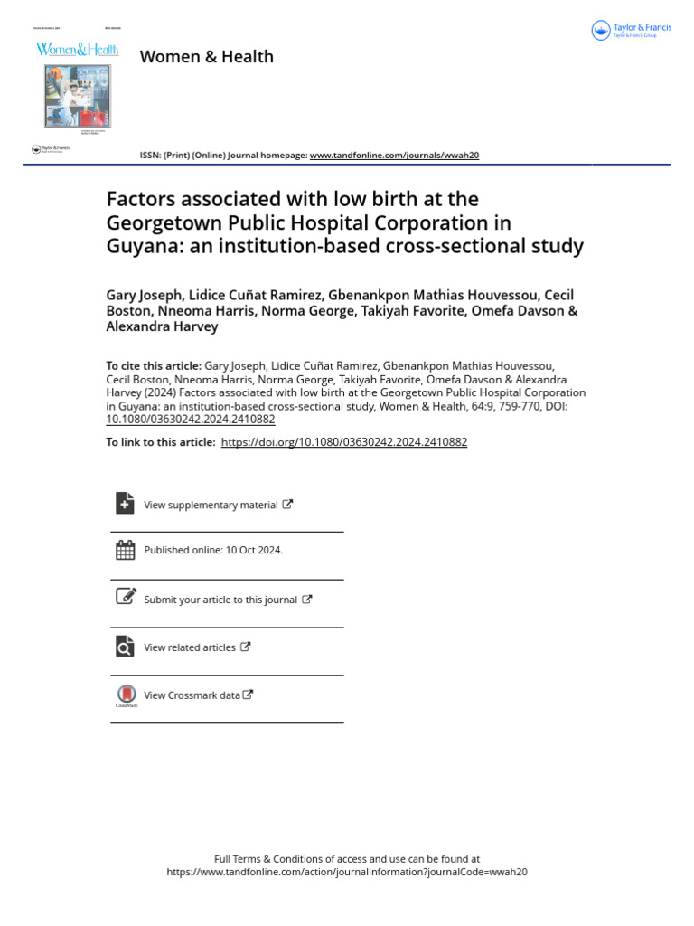 Low Birth Weight Factors in Guyana | PDF | Pregnancy | Prenatal Development