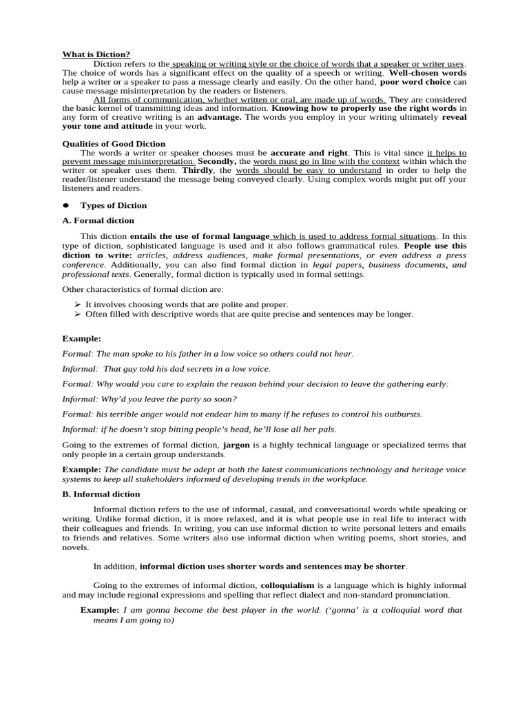 What is Diction | PDF | Word | Jargon