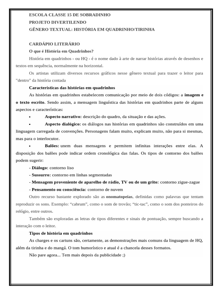 Gênero Textual HQ | PDF | Resiliência psicológica | Quadrinhos