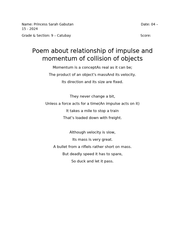 Science Poem | PDF
