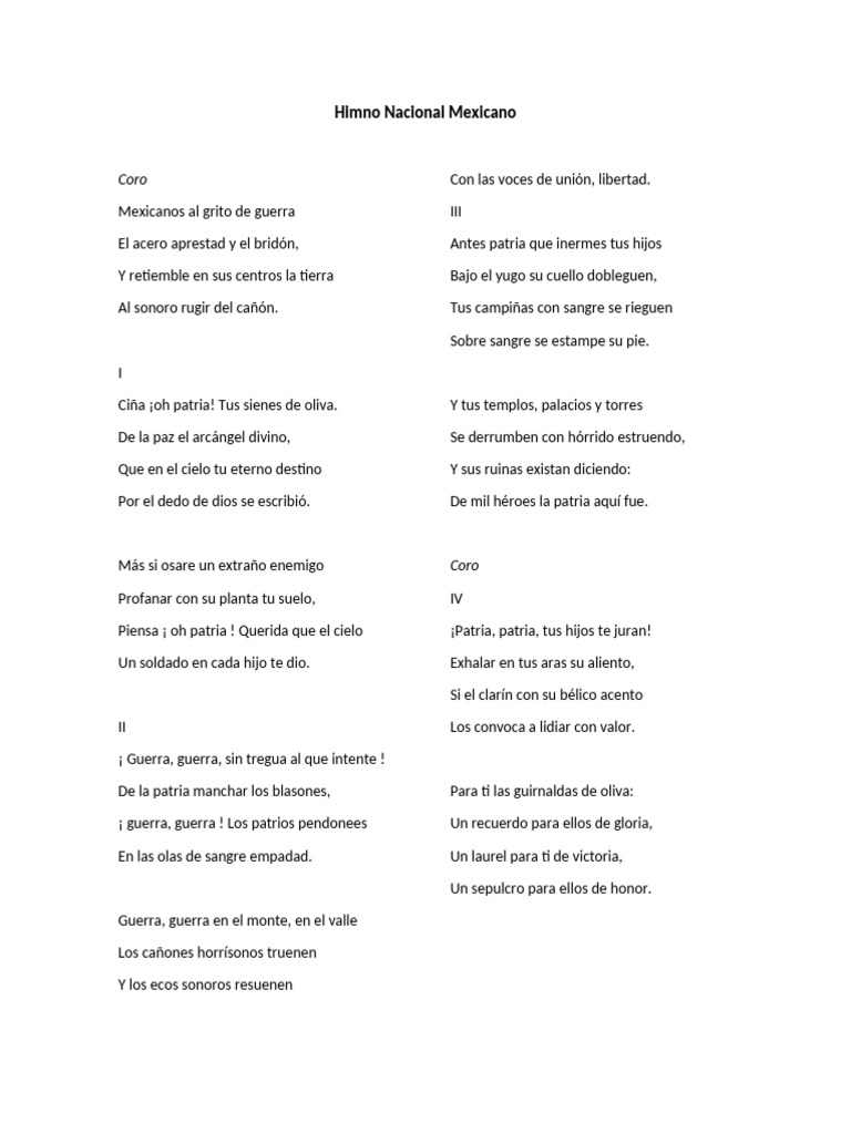Himno Nacional Mexicano | PDF | Derecho | Religión y espiritualidad