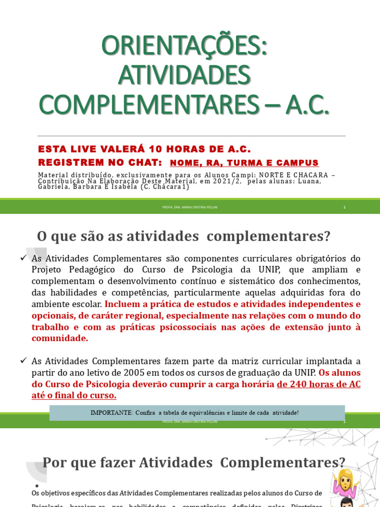 Atividades Complementares em Psicologia UNIP | PDF | Psicologia | Museu
