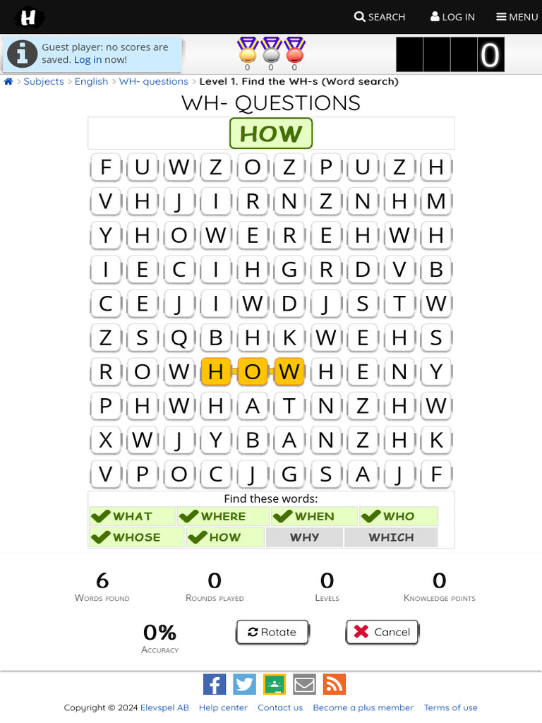 WH - Questions Free Online Game (English) - Helpful Games | PDF