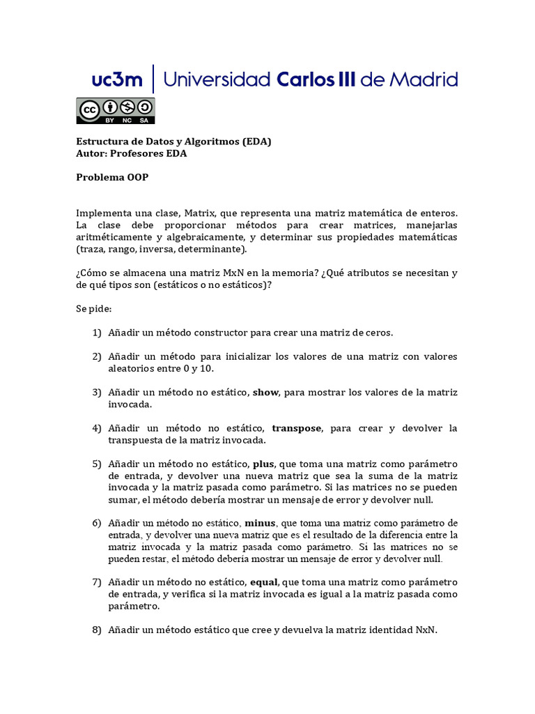 Implementación de Matrices en Java | PDF | Matriz (Matemáticas) | Constructor (Programación ...