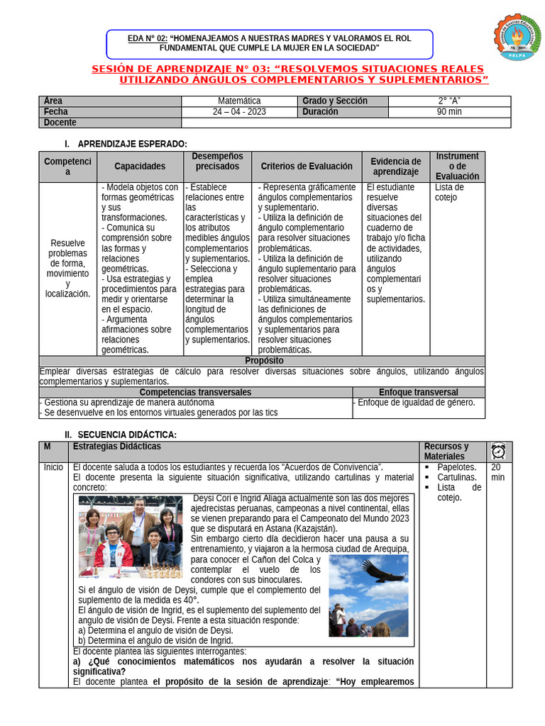 2°-Sesion 3 - Eda 2 | PDF | Geometría | Aprendizaje