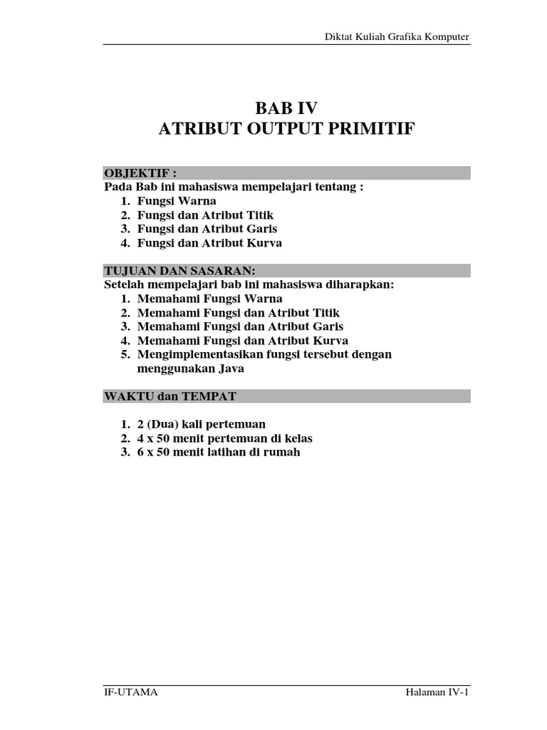 Grafika Komputer Bab IV Atribut Output Primitif Rev | PDF