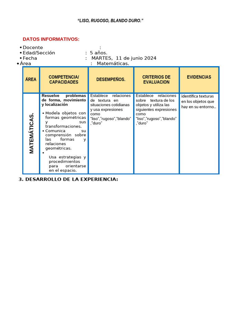 Objetos Rugosos y Texturas en Clase | PDF | Evaluación | Cognición