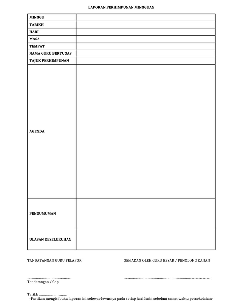 Laporan Perhimpuan Rasmi Sekolah | PDF