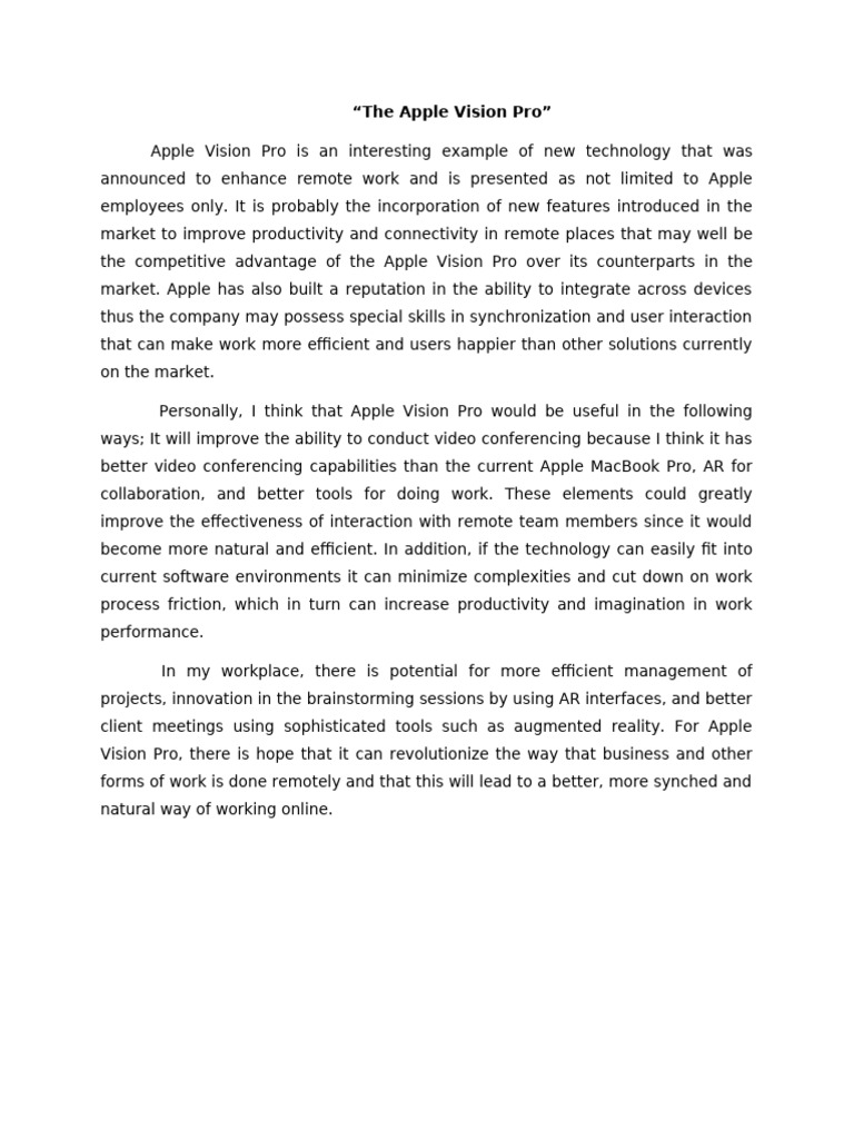 Apple Vision Pro: Revolutionizing Remote Work | PDF | Computers