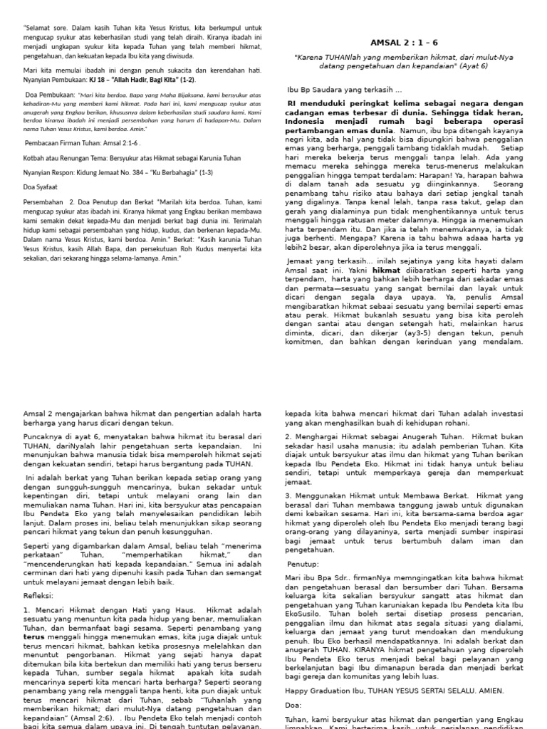 AMSAL 2 1 6 Syukur Wisuda B Eko | PDF
