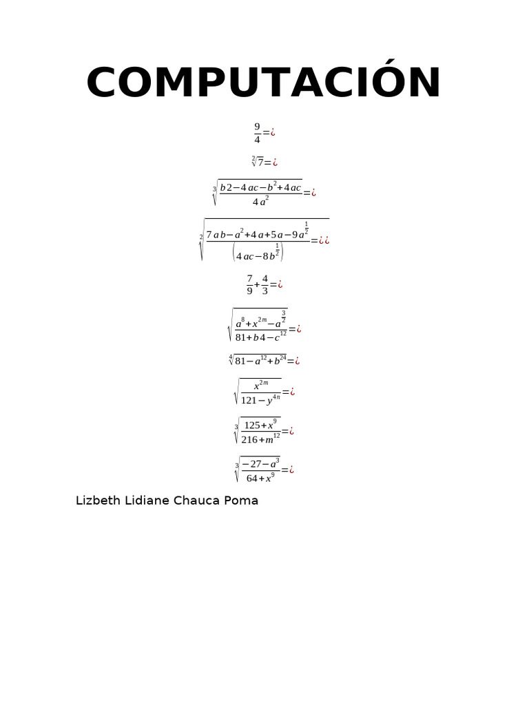 COMPUTACIÓN Ejercicios Algebra | PDF | Teaching Methods & Materials