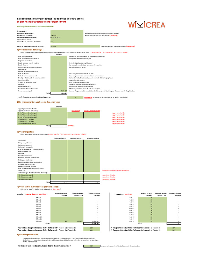 Business Plan Exemple Excel Gratuit | PDF | Fonds de roulement | Valeur ajoutée
