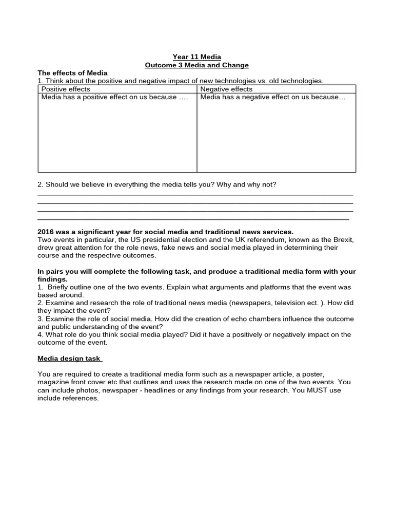 Year11 - The Effects of Media Tina | PDF | Social Science