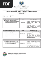 Least Learned Competencies in Filipino | PDF