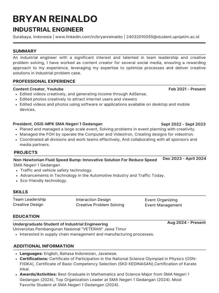 19_BRYAN REINALDO_CV | PDF