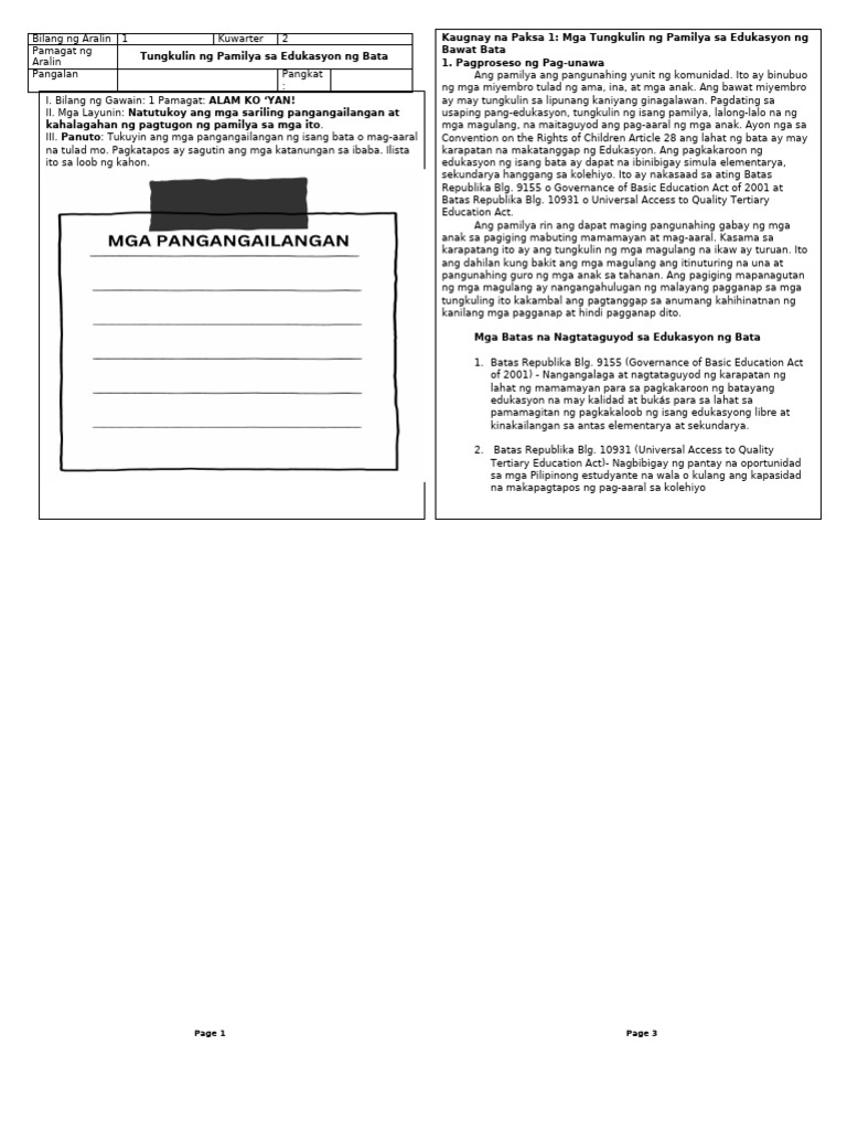 q2 w1 Worksheet | PDF