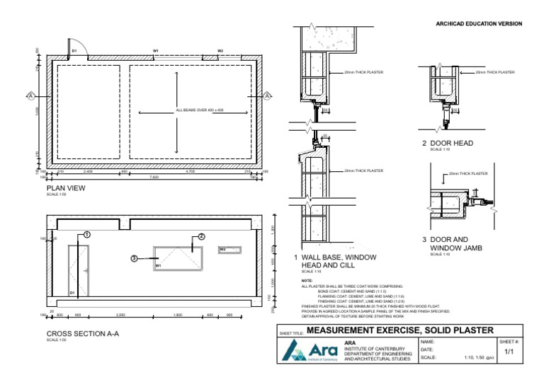 MEASUREMENT EXERCISE 1 Drawing, SOLID PLASTER | PDF | Plaster | Civil ...