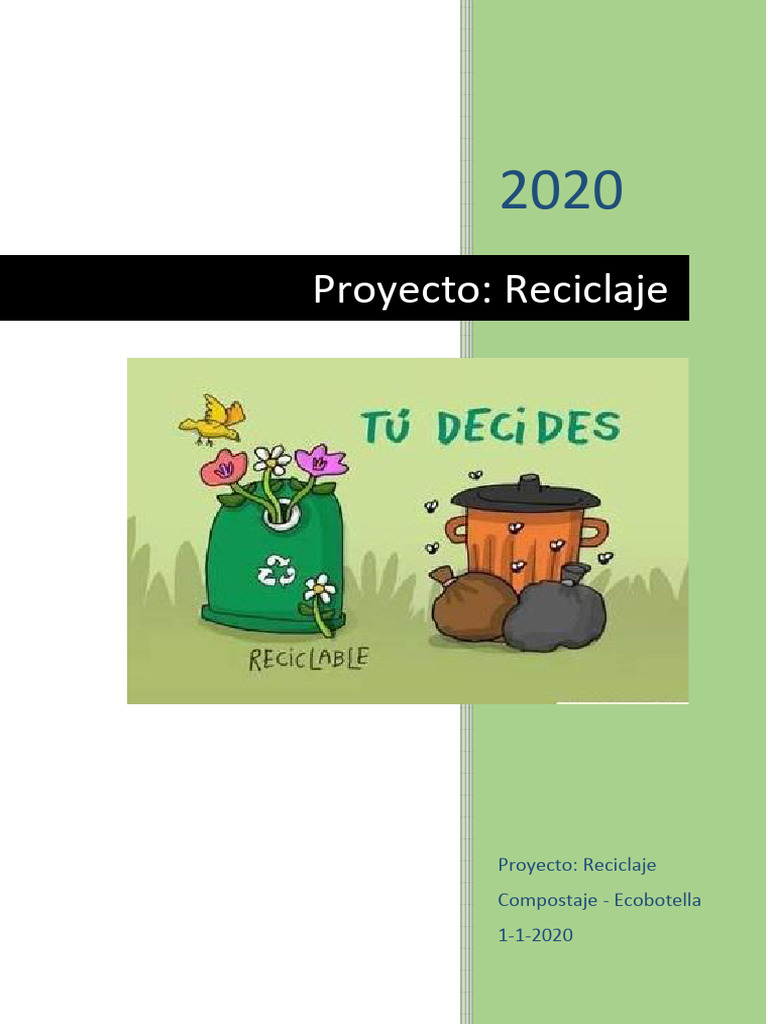 Proyecto Reciclaje Pdf Residuos Reciclaje