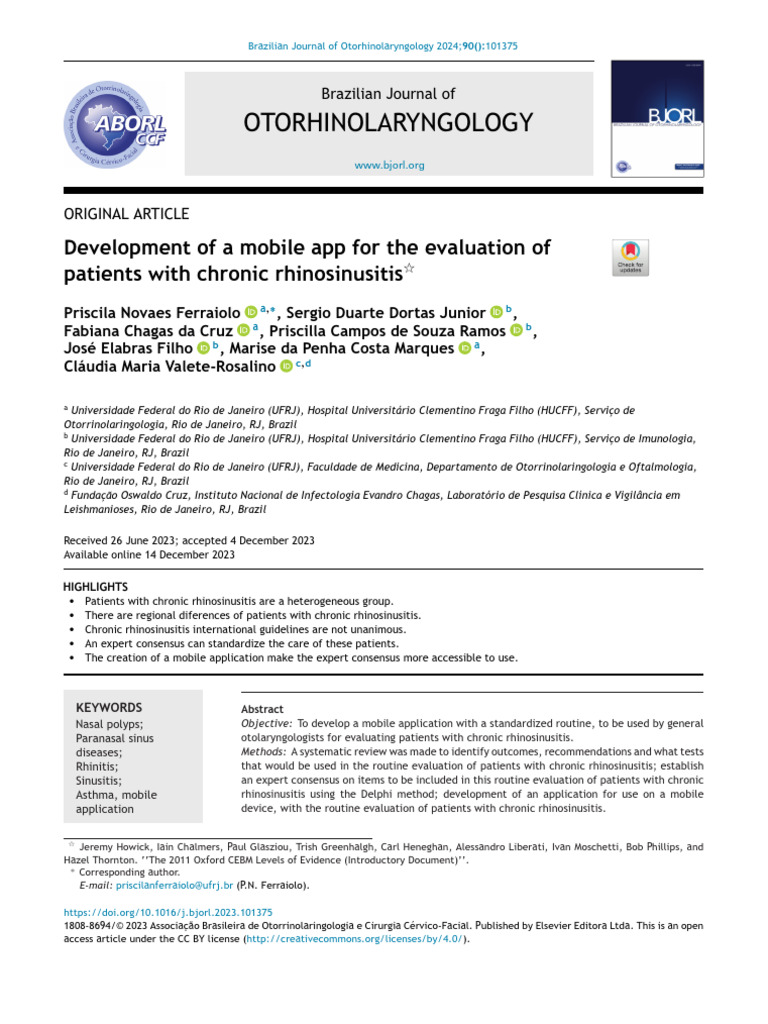 Otorhinolaryngology: Development of A Mobile App For The Evaluation of ...