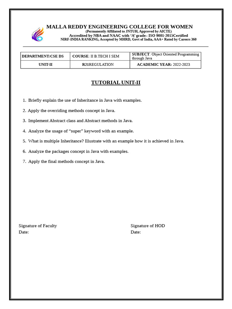 Java OOP Concepts Tutorial for CSE Students | PDF