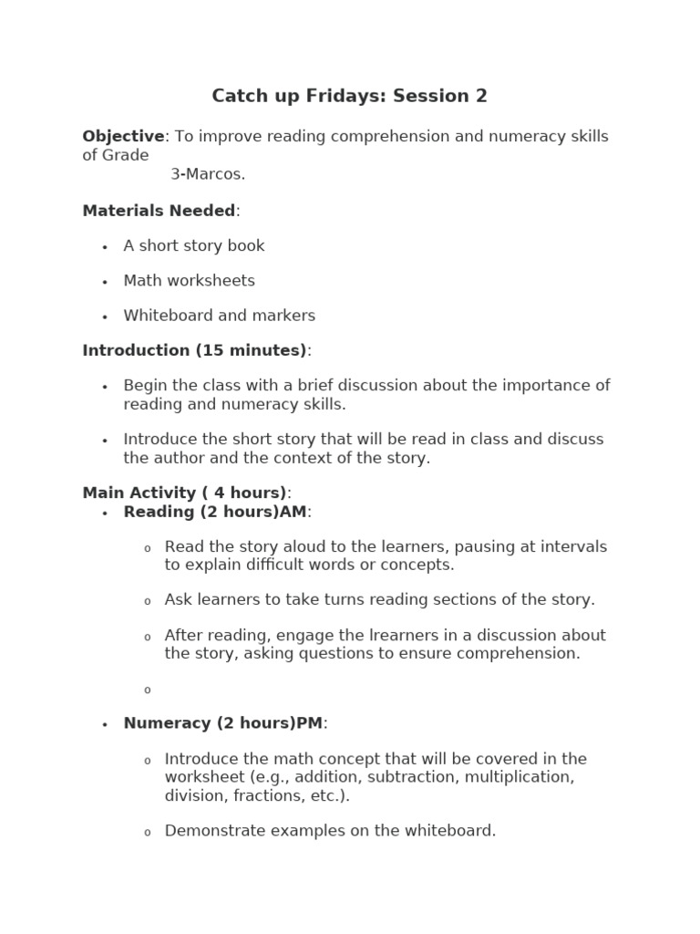 Catch Up Fridays Session 1 and 2 DLL | PDF